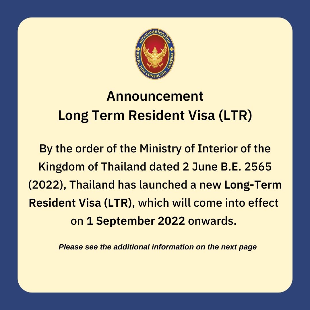 Announcement No. 4 - Long Term Resident Visa (LTR) - สถานกงสุลใหญ่ ณ ...
