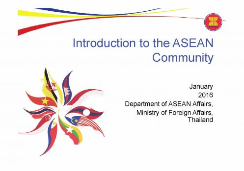 Introduction to the ASEAN Community - กรมอาเซียน กระทรวงการต่างประเทศ