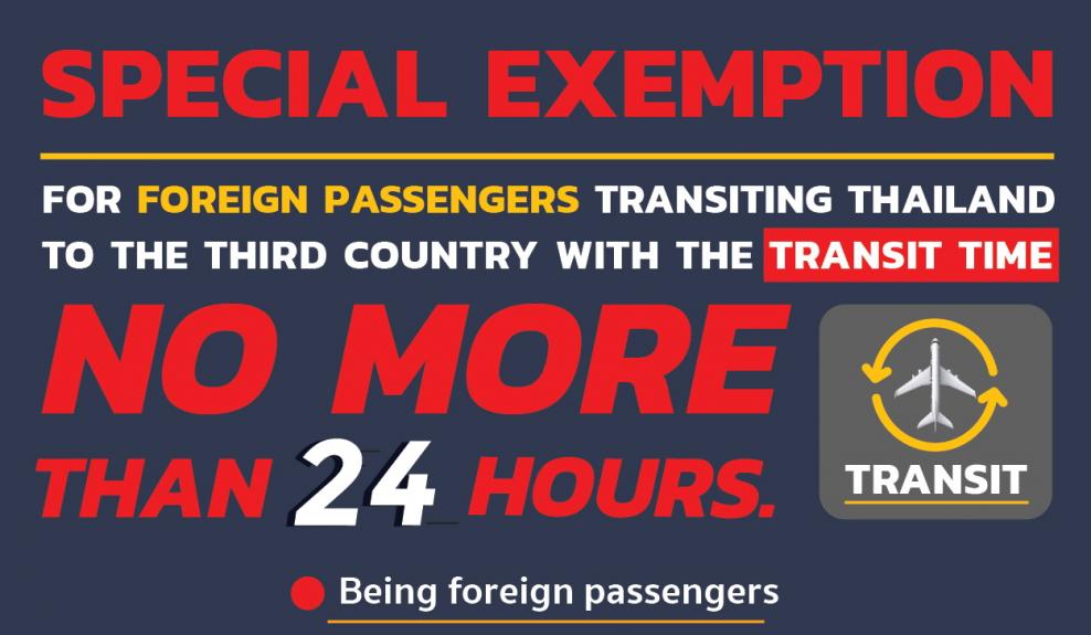 Special exemption for foreign passengers transiting Thailand to the ...