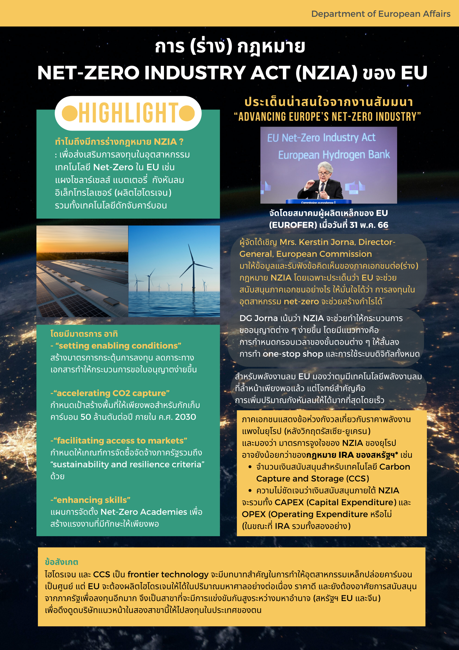 การ (ร่าง) กฎหมาย Net-Zero Industry Act (NZIA) ของ EU - กรมยุโรป