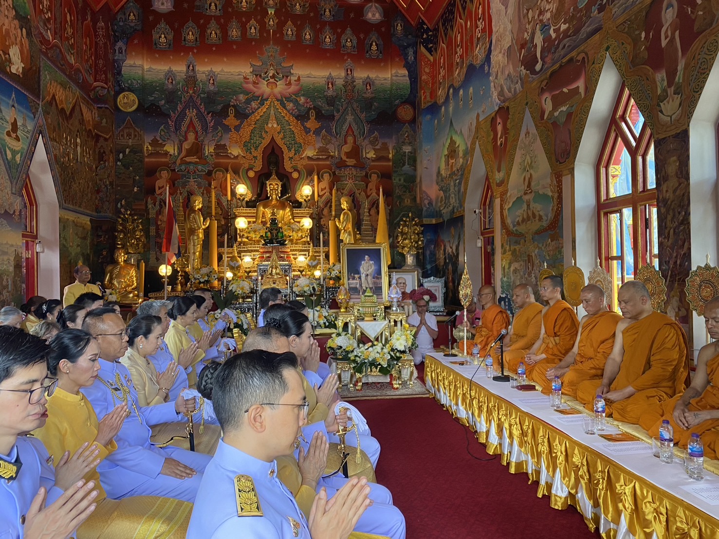 Buddhist chanting ceremony at Buddhapadipa Temple in London on the ...