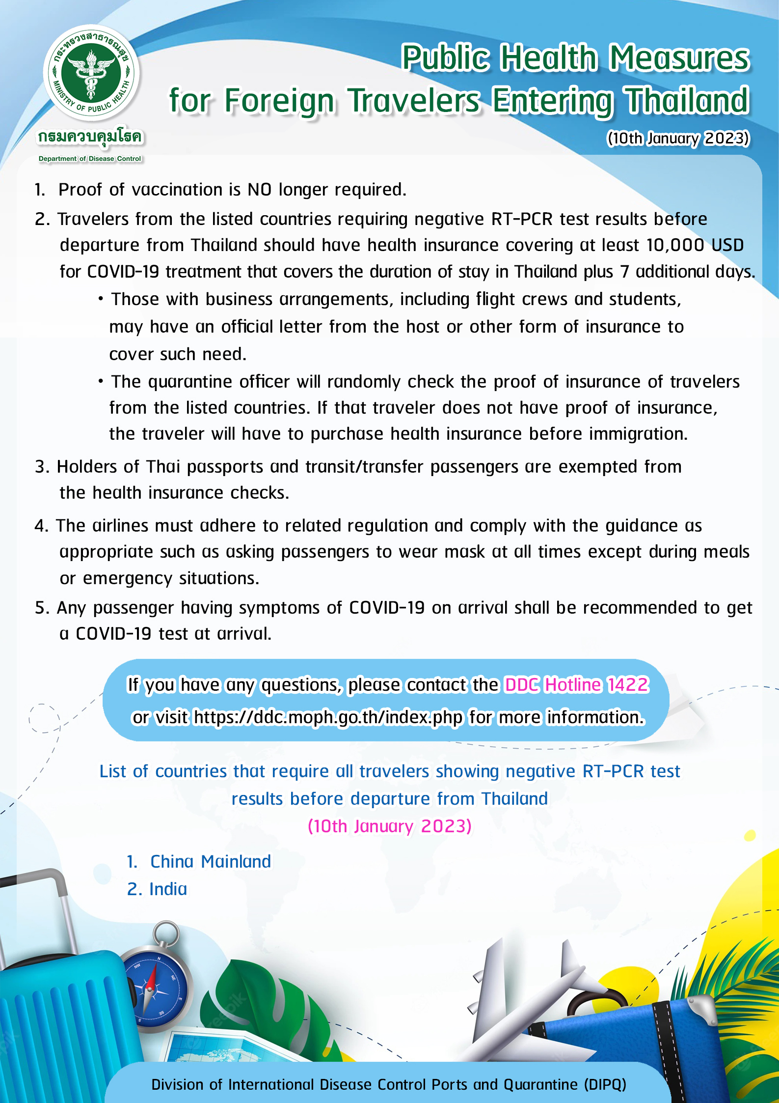 Latest Public Health Measures for Foreign Travelers Entering Thailand ...