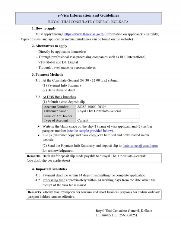 E-VISA Application Guidelines (as of Jan 2025) - Royal Thai Consulate ...
